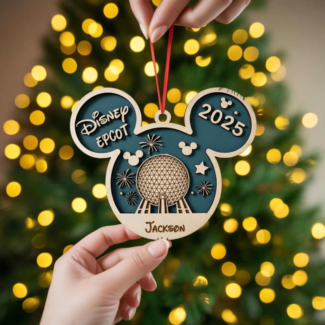 Personalized Disney Epcot Ornament 2025, Custom Name Disney Wood ...