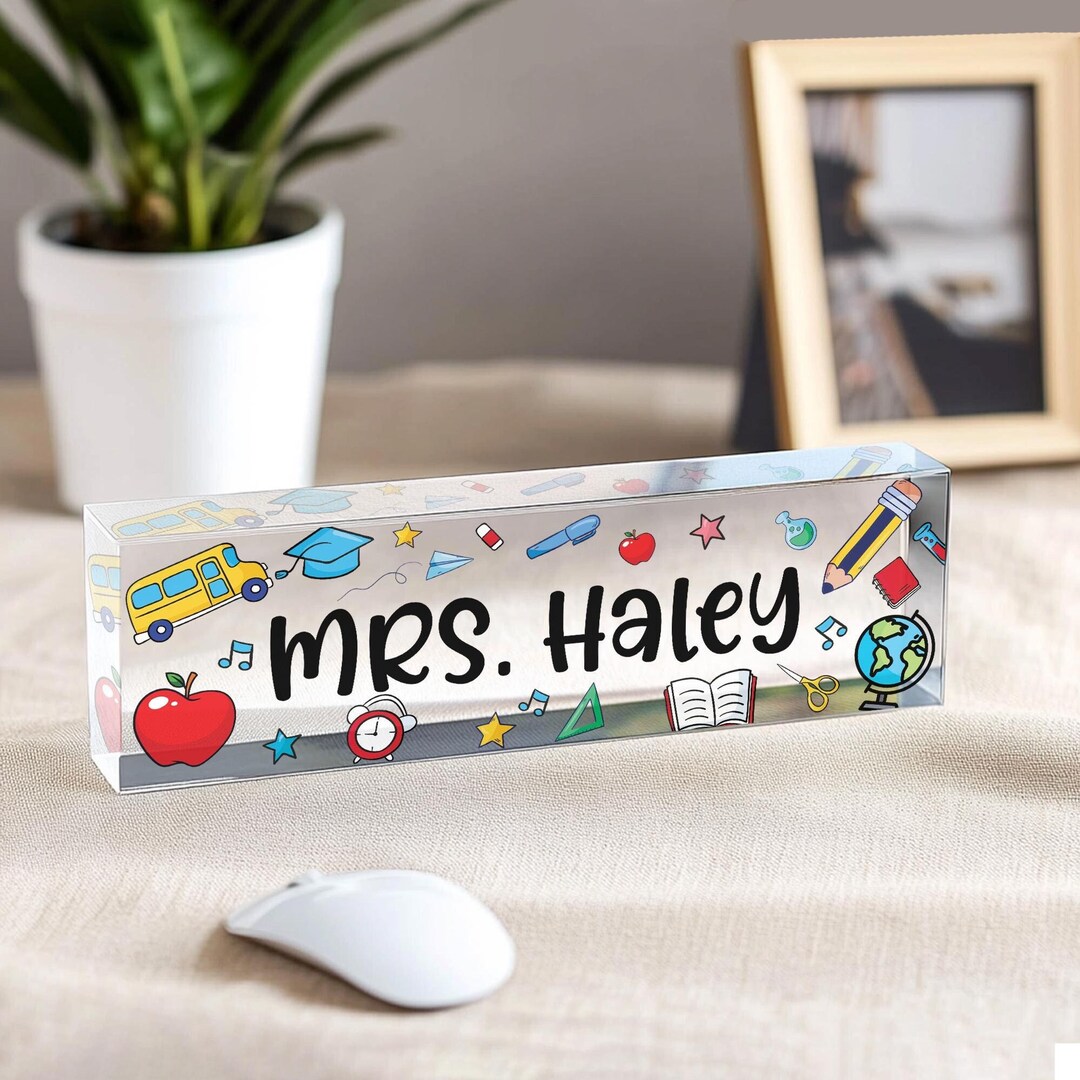 Personalized Teacher Desk Name, Teacher Acrylic Desk Name Plate ...