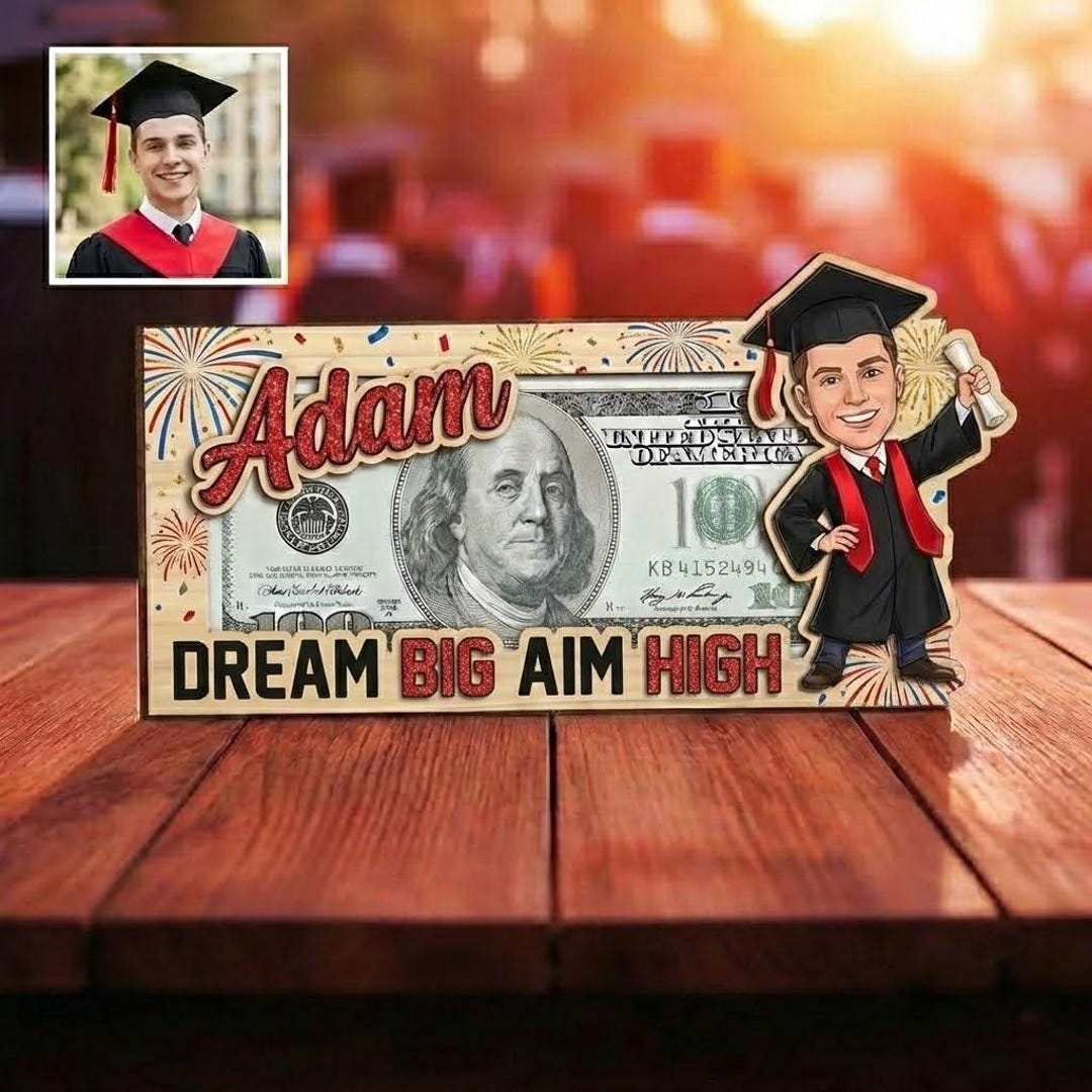 Personalized Senior 2026 Wooden Money Holder, Custom Senior Name & Face ...