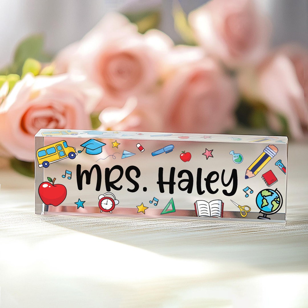 Personalized Teacher Desk Name Plate, Teacher Acrylic Desk Name ...
