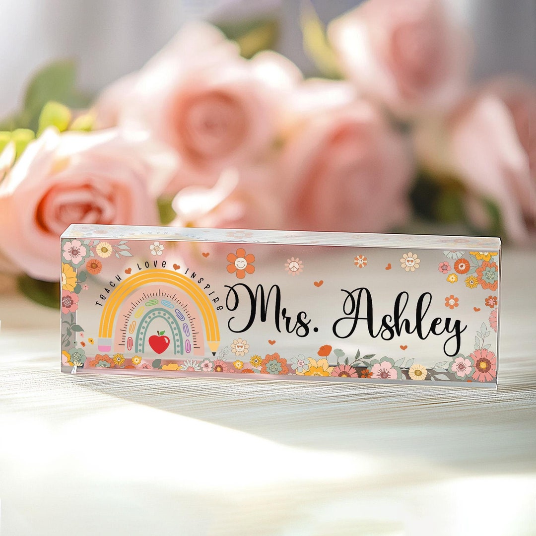 Personalized Teacher Desk Name, Teacher Gifts, Teacher Acrylic Name ...