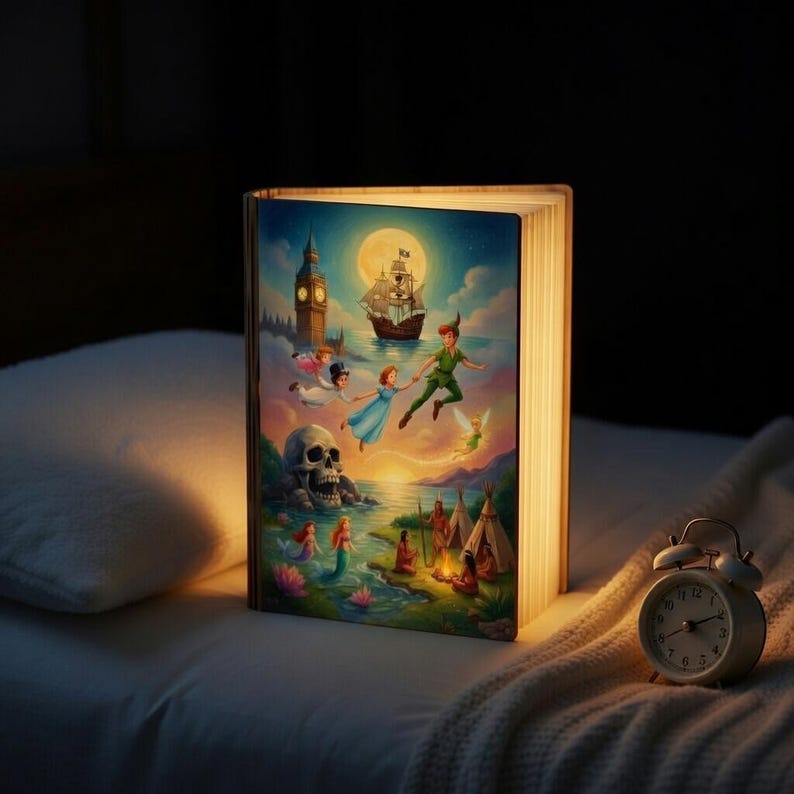 Peter Pan Disney Book Lamp, Neverland Night Light, Tinker Bell Wendy ...