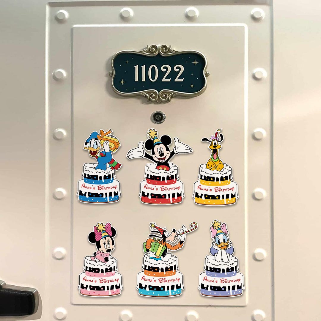 Custom Disney Birthday Cake Magnet, Mickey and Friends Birthday Magnet ...