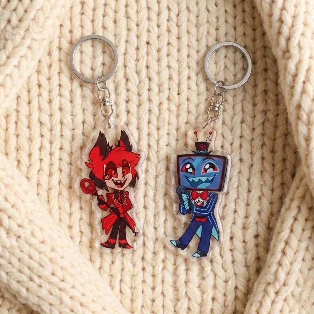 Hazbin Hotel Alastor Vox Acrylic Keychain, Alastor Demon Keychain, Vox ...