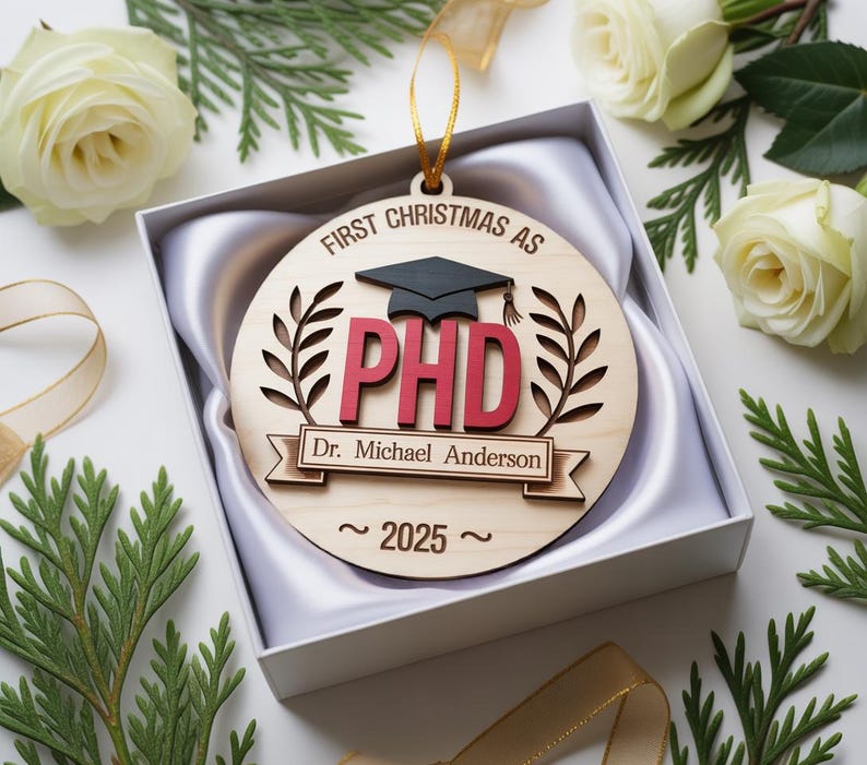 Personalized Phd Graduation Ornament, First Christmas as Doctor ...