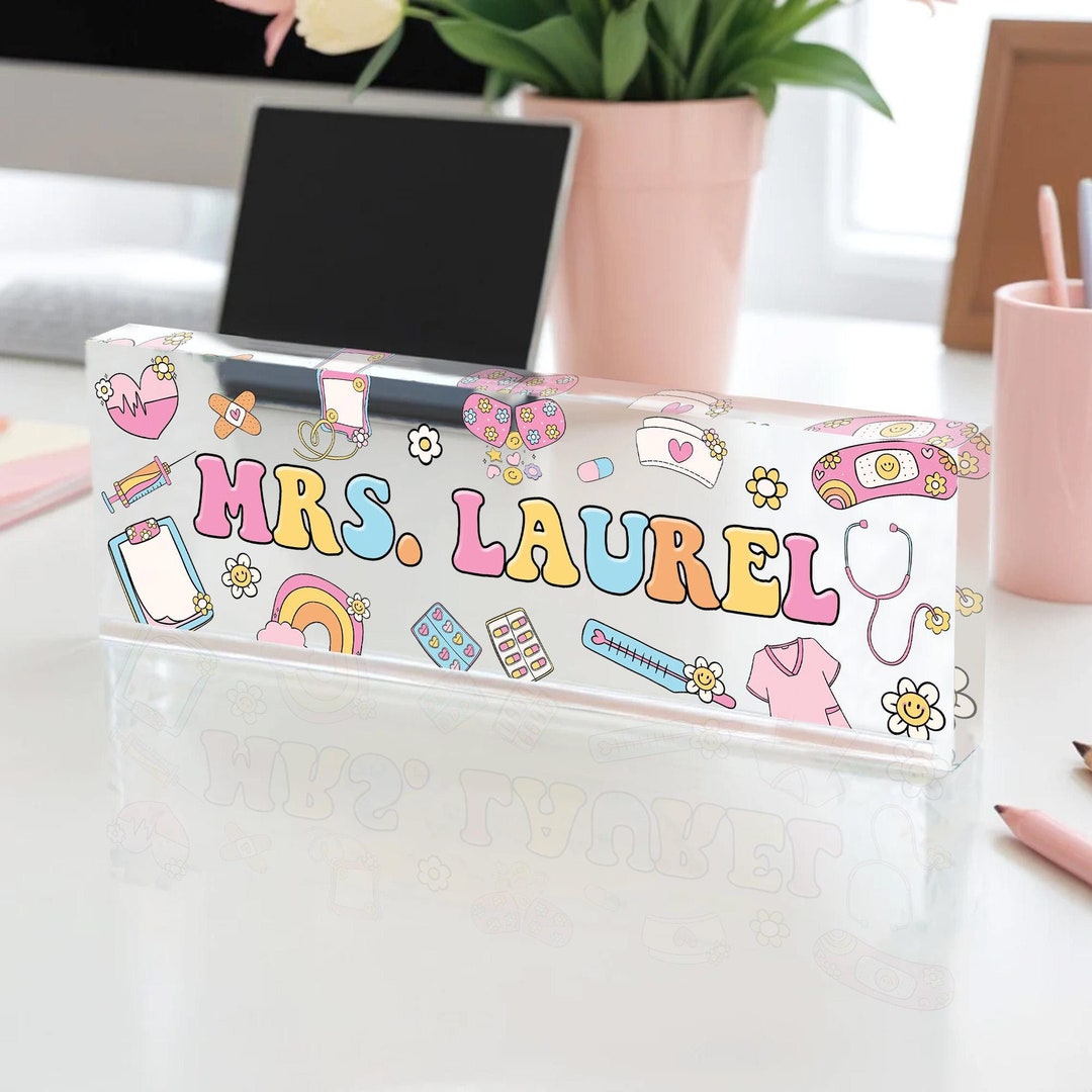 Personalized Nurse Desk Name Plate, Nurse Acrylic Desk Name, Nurse ...