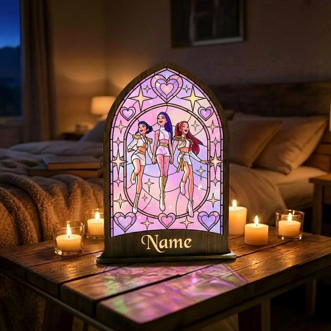 Personalized Huntrix Suncatcher Candle Holder, Custom Name Kpop Demon ...