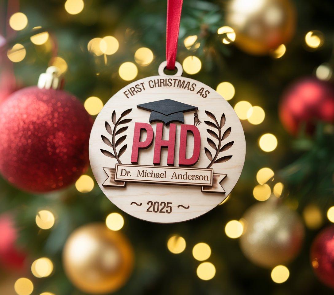 Personalized Phd Graduation Ornament, First Christmas as Doctor ...