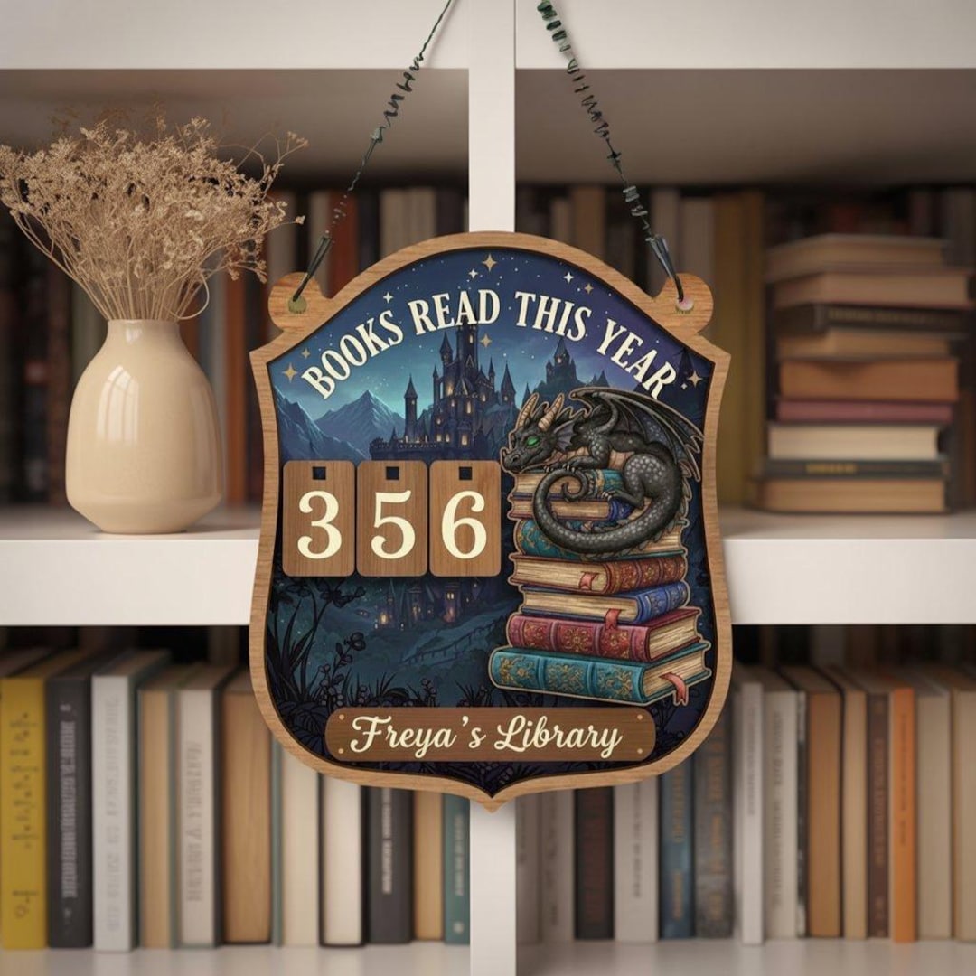 Personalized Fantasy Books Read Tracker, Dragon-themed Wooden Book ...