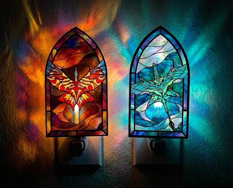 Avatar Fire and Ash Night Light, Toluk and Ikran Suncatcher Night Light ...