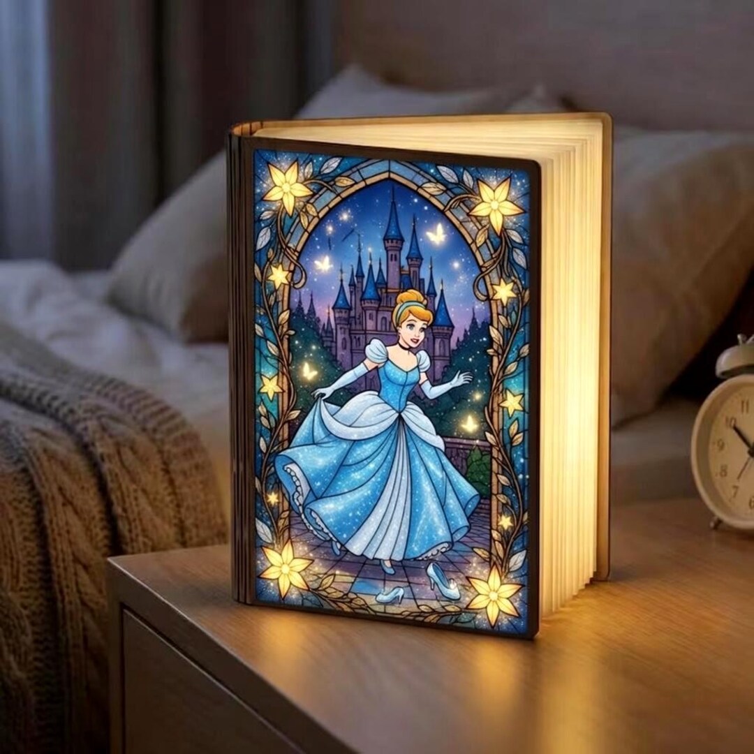 Cinderella Book Lamp, Lost Slipper Princess Night Light, Castle Fairy ...