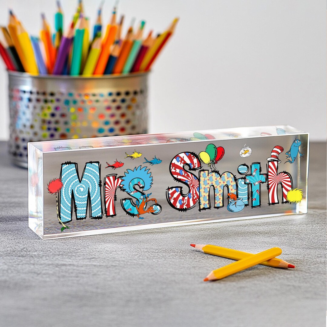 Personalized Teacher Dr. Seuss Desk Name, Teacher Desk Name, Teacher ...