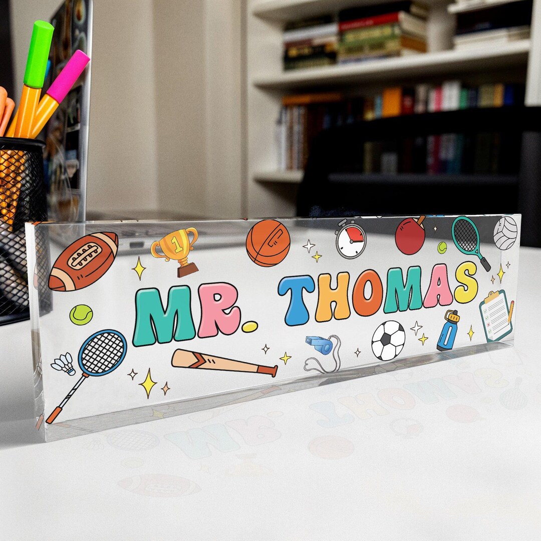 Personalized PE Teacher Desk Name, Physical Educator Desk Sign, Teacher ...