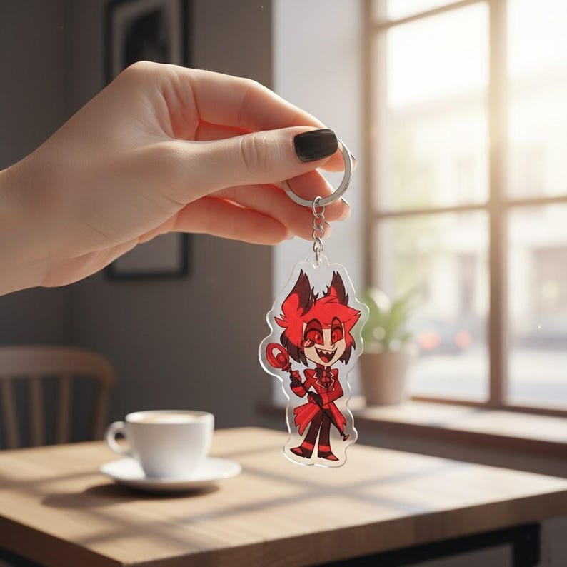 Hazbin Hotel Alastor Vox Acrylic Keychain, Alastor Demon Keychain, Vox ...
