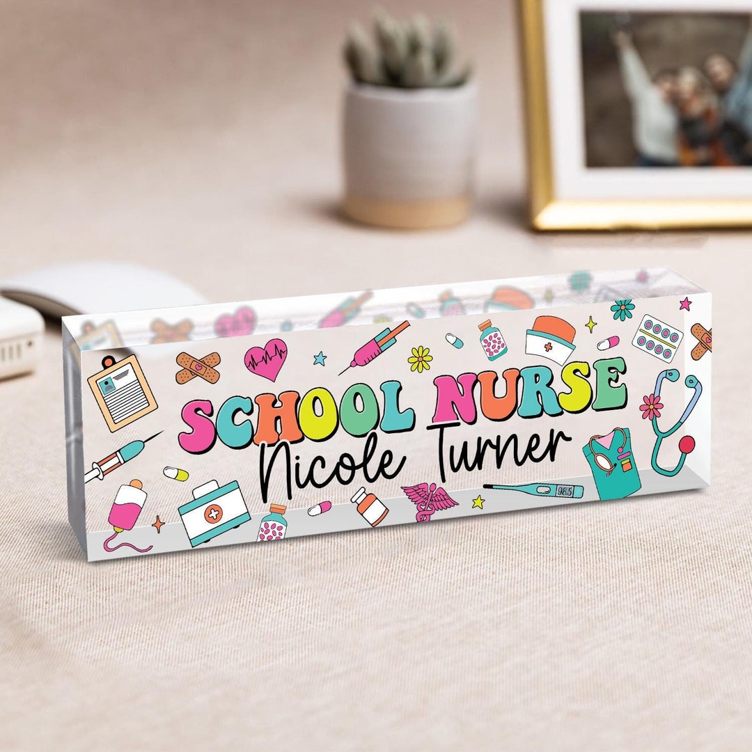 Personalized School Nurse Desk Name Plate, Nurse Acrylic Desk Name ...