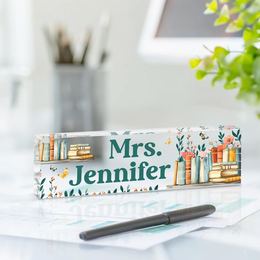 Personalized Teacher Desk Name, School Librarian Gifts, Teacher Desk ...