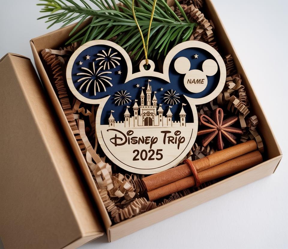Custom Disney Trip 2 Layer Wooden Ornament 2025, Personalized Magic ...