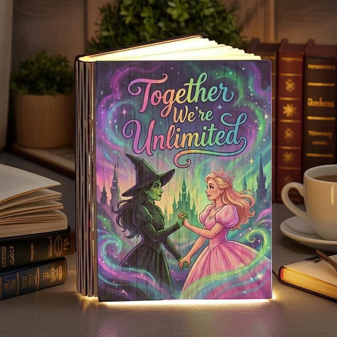 Together We're Unlimited Book Lamp, Wicked Folding Book Lamp, Elphaba ...