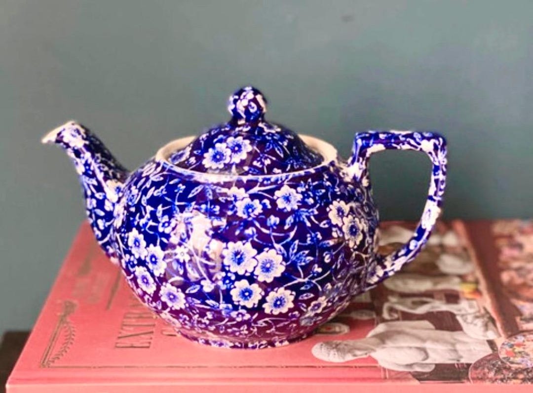 Burleigh Staffordshire Calico Blue Small Teapot - Etsy