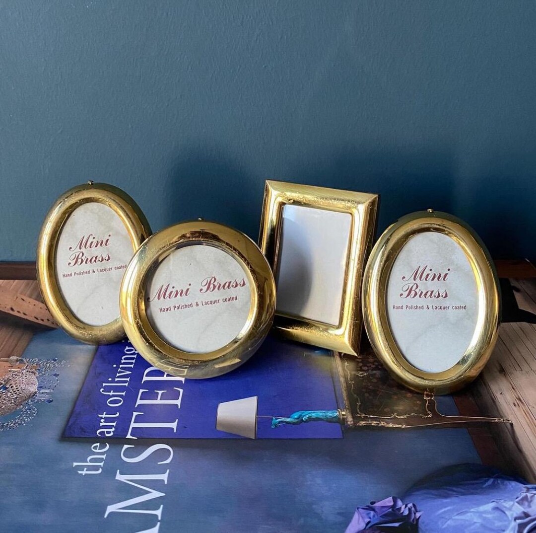 Four Vintage Brass Miniature Photo Frames - Etsy