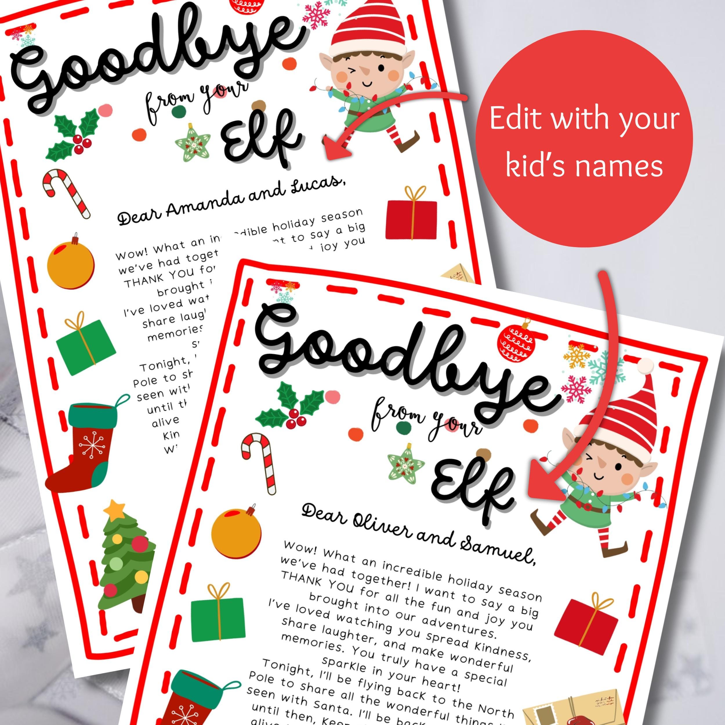 Printable Elf Goodbye Letter Template Festive Holiday Magic Elf Letter ...