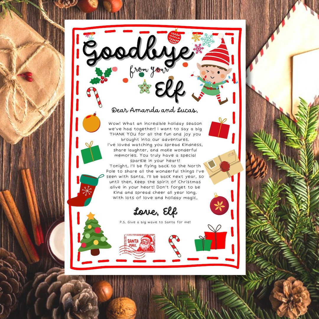 Printable Elf Goodbye Letter Template Festive Holiday Magic Elf Letter ...