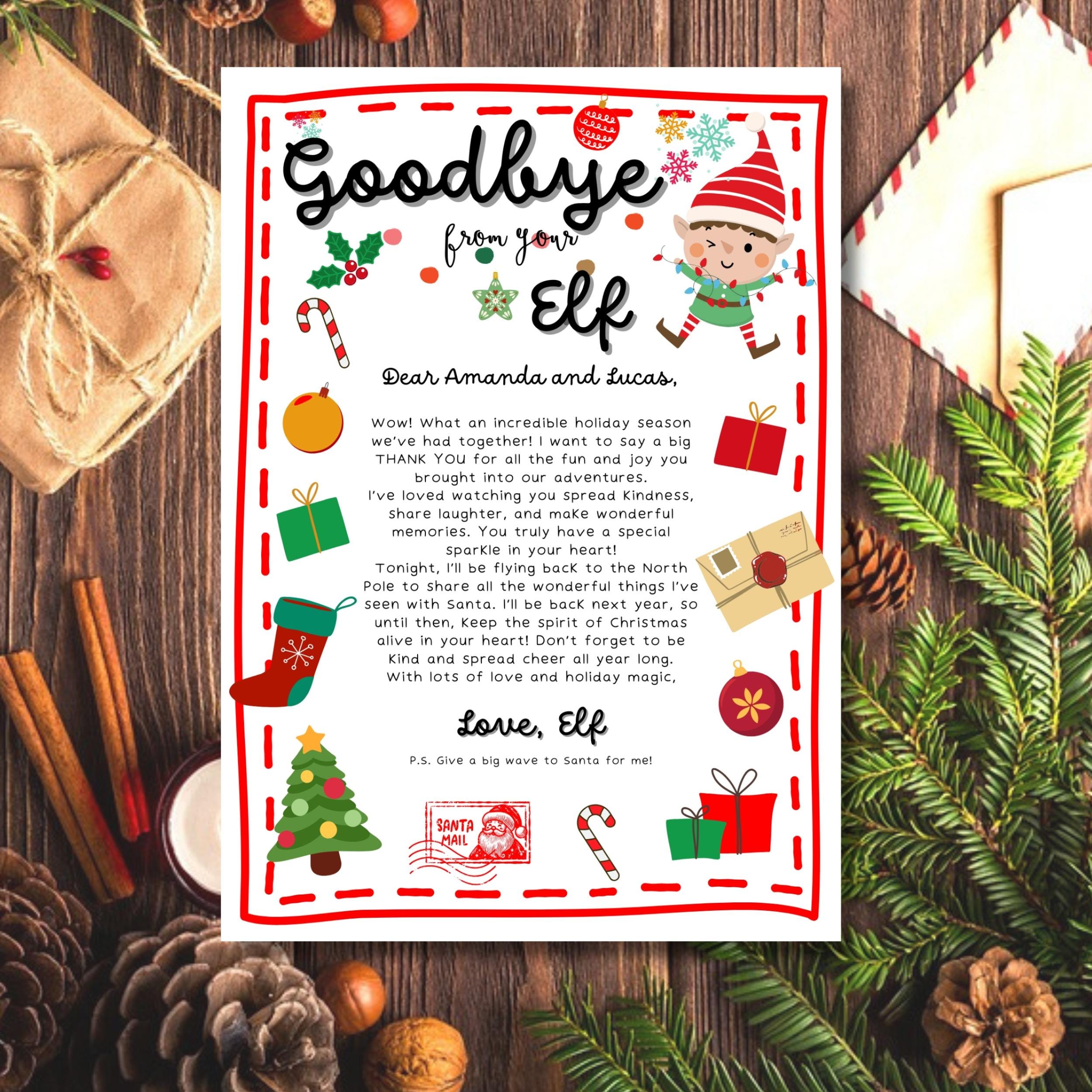 Printable Elf Goodbye Letter Template Festive Holiday Magic Elf Letter ...