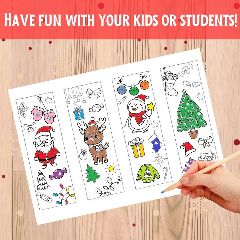 Printable Christmas Coloring Bookmarks for Kids Holiday Crafts for ...