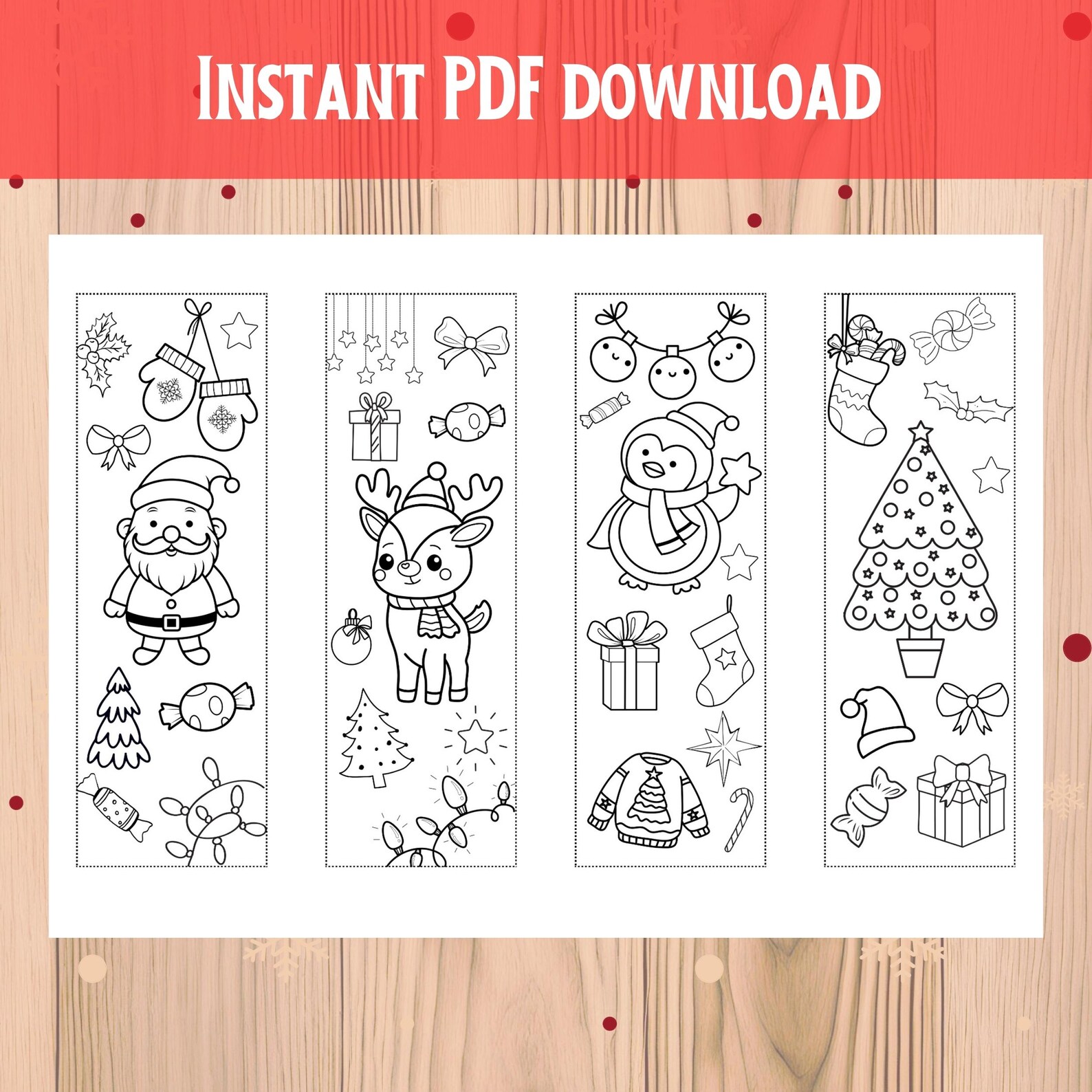 Printable Christmas Coloring Bookmarks for Kids Holiday Crafts for ...
