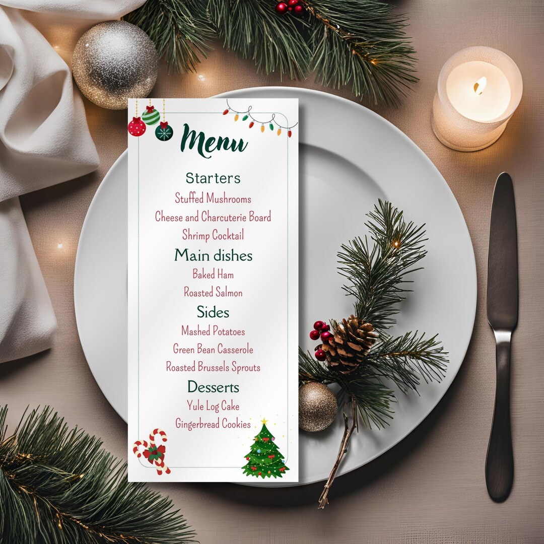 Christmas Menu Template Menu Canva Editable Chistmas Meals Template for ...