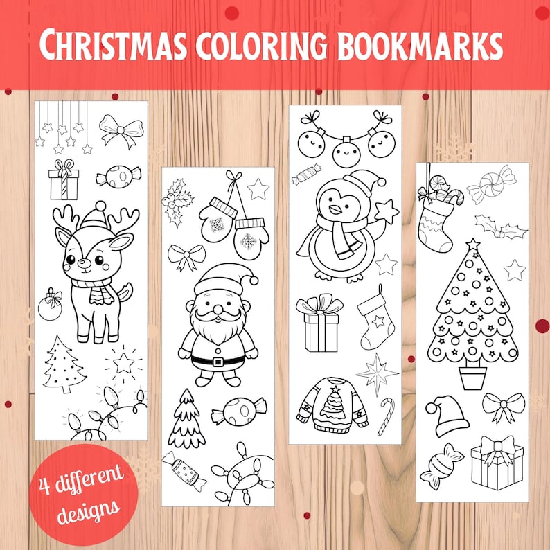 Printable Christmas Coloring Bookmarks for Kids Holiday Crafts for ...