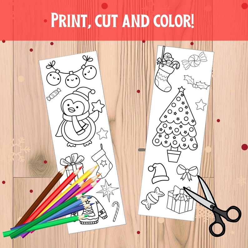 Printable Christmas Coloring Bookmarks for Kids Holiday Crafts for ...