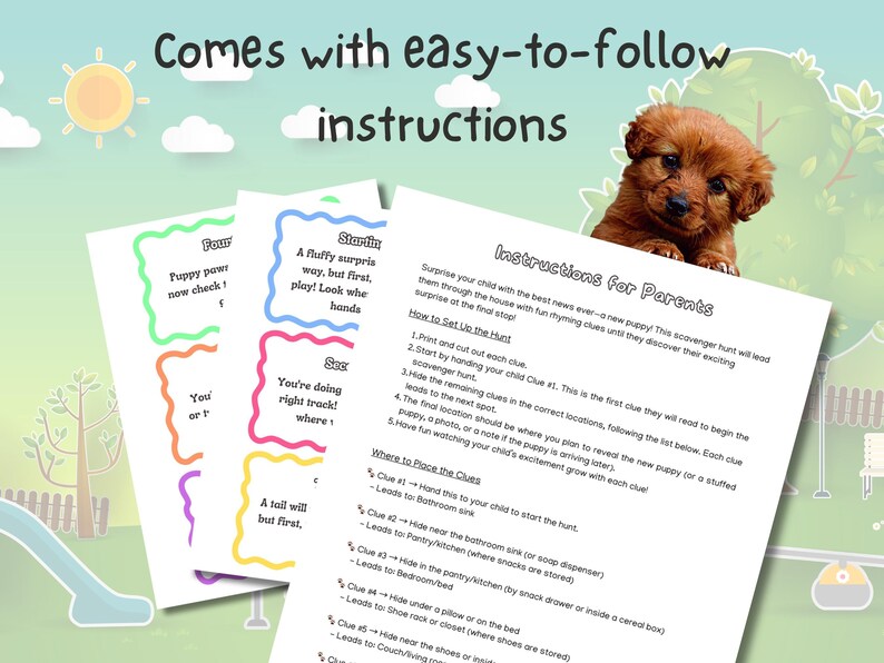 Puppy Scavenger Hunt Printable Kids Game for Children New Puppy ...