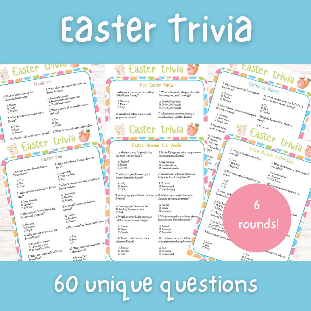 Printable Easter Trivia Game Easter Games for Kids Kids Easter ...