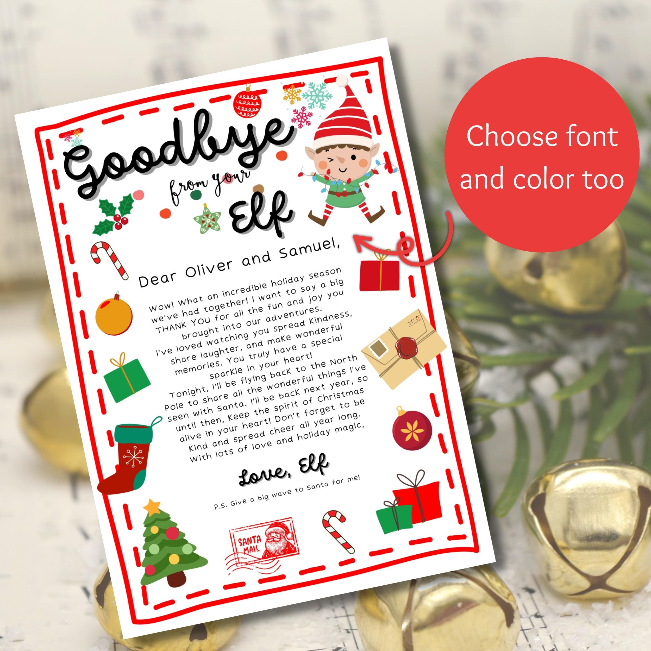 Printable Elf Goodbye Letter Template Festive Holiday Magic Elf Letter ...