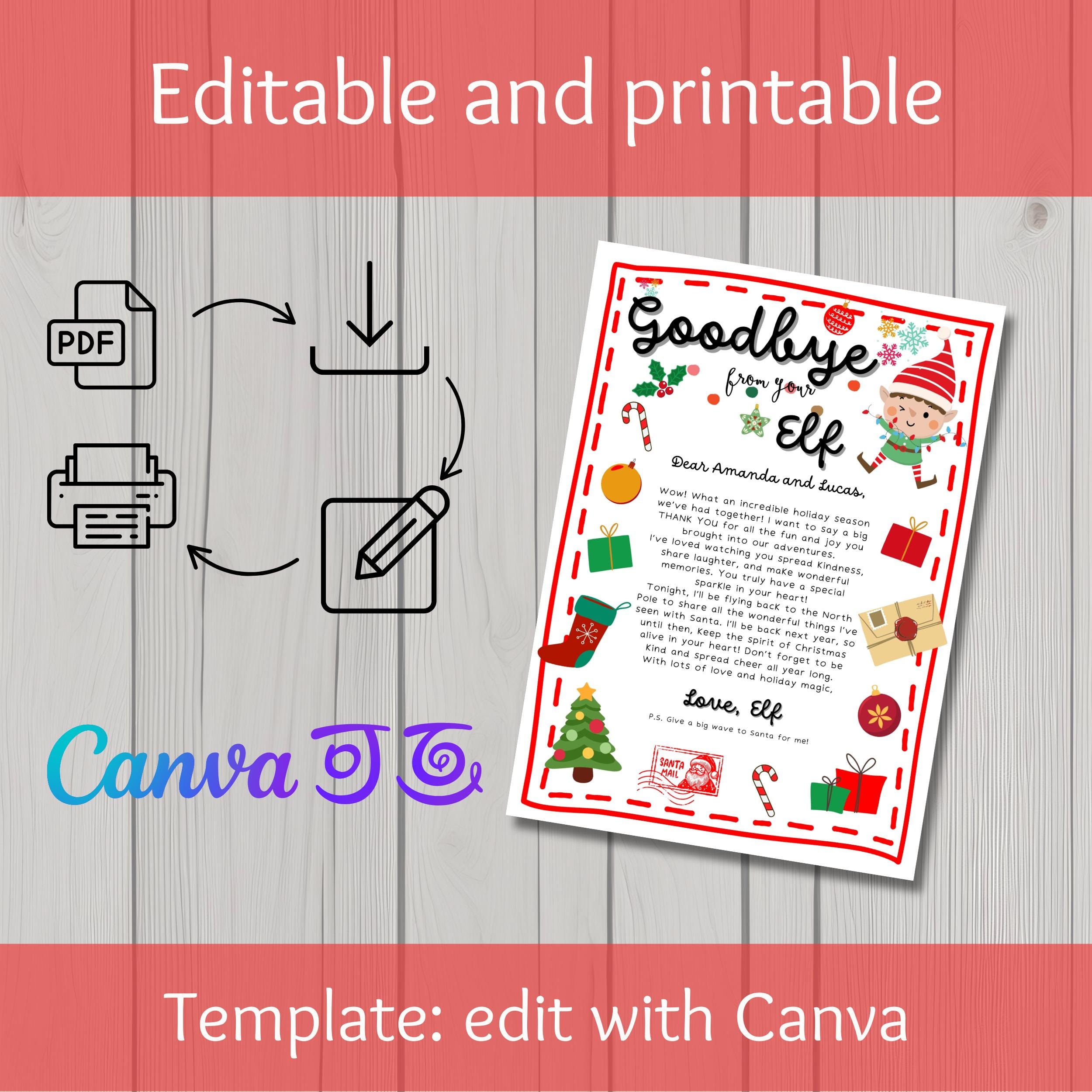 Printable Elf Goodbye Letter Template Festive Holiday Magic Elf Letter ...