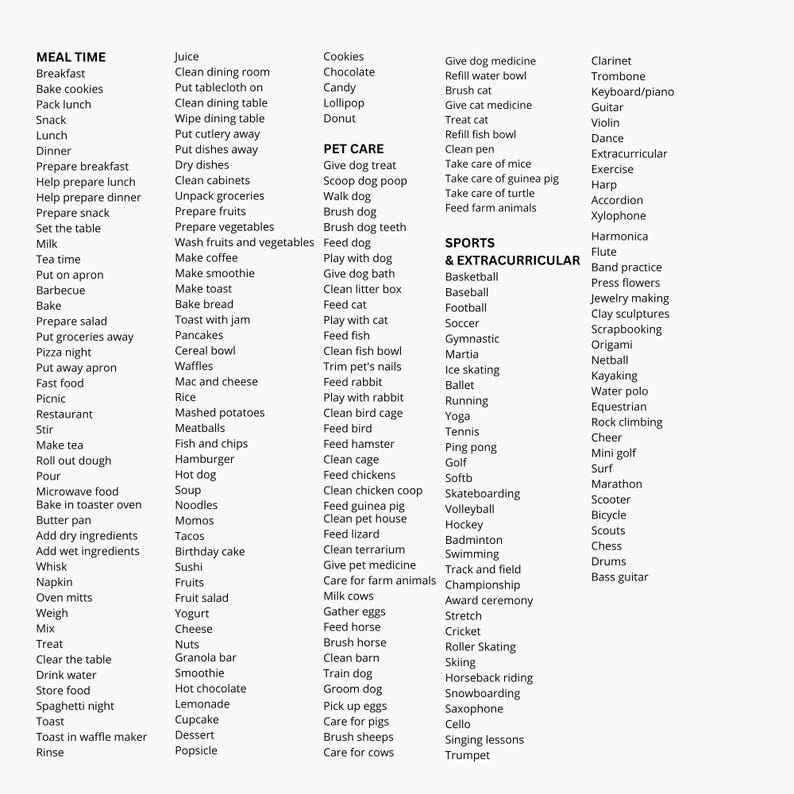 Weekly Plan for Children 1000 Daily Routine Cards, Kids Weekly Planner ...