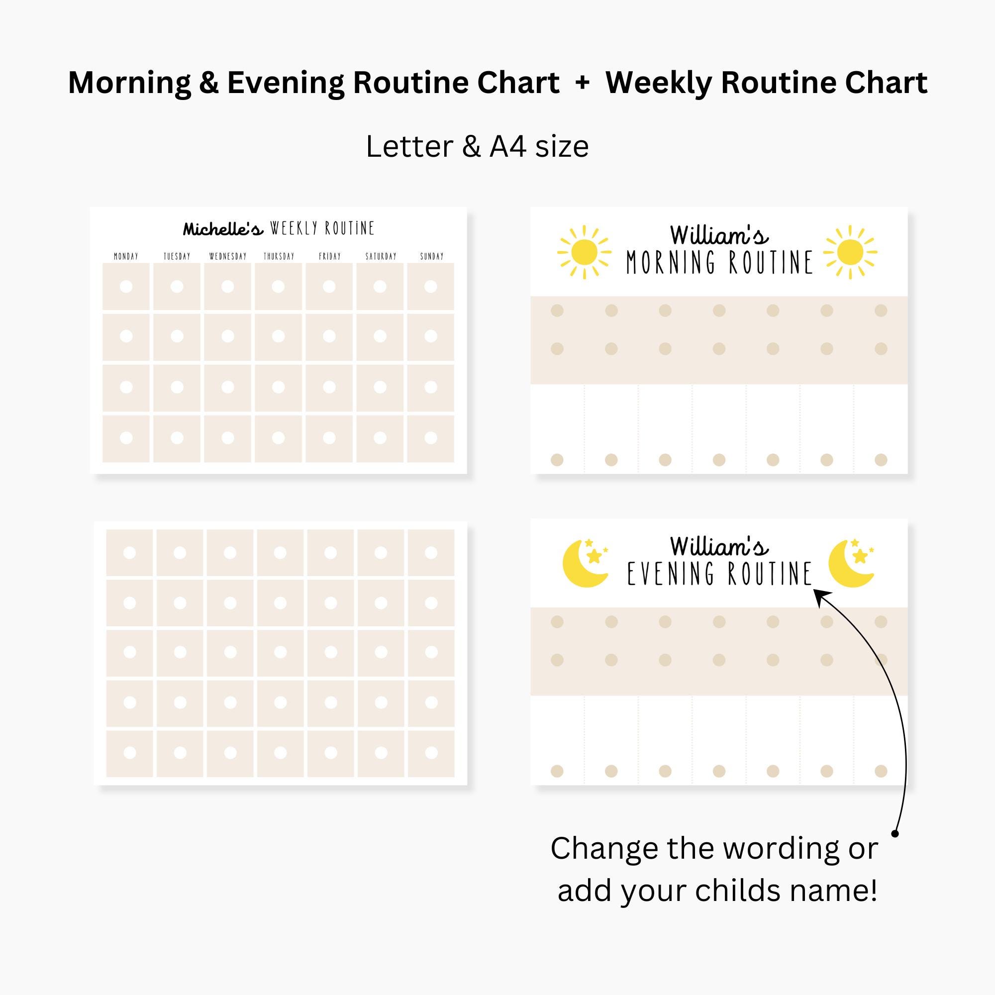 1000 Editable Daily Routine Cards & Charts for Kids, Visual Schedule ...
