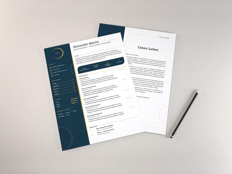 Executive Resume Template | Navy Blue ATS Canva Editable (instant ...