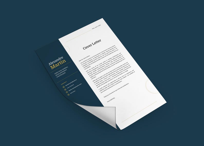 Executive Resume Template | Navy Blue ATS Canva Editable (instant ...