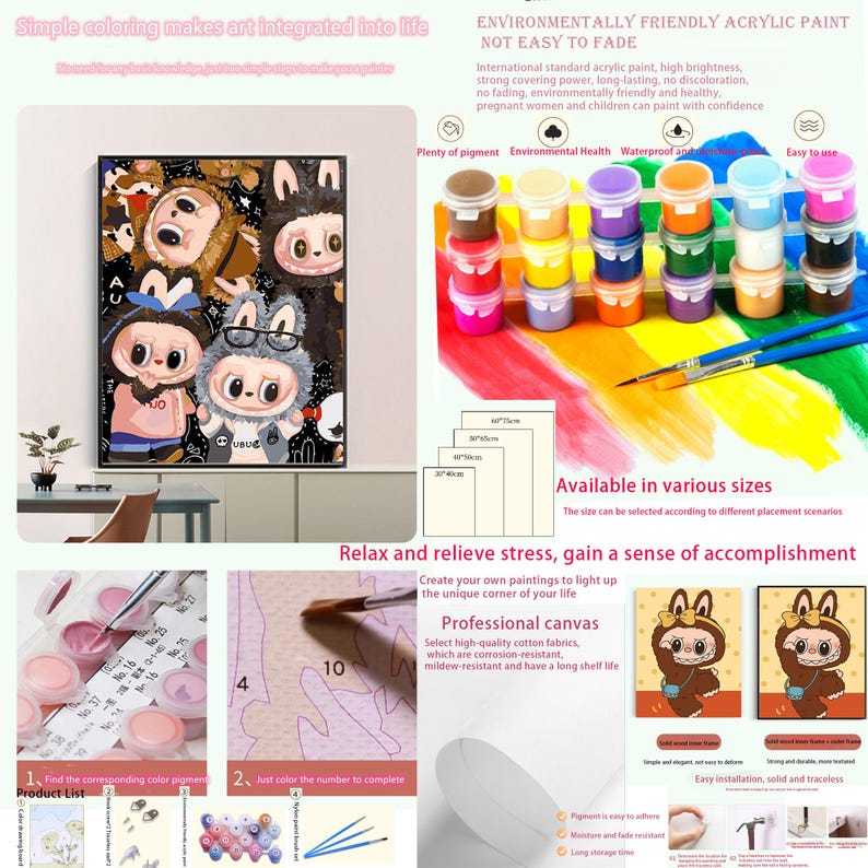 Custom Digital Oil Painting DIY Set, Colorful Wall Art Canvas - Etsy