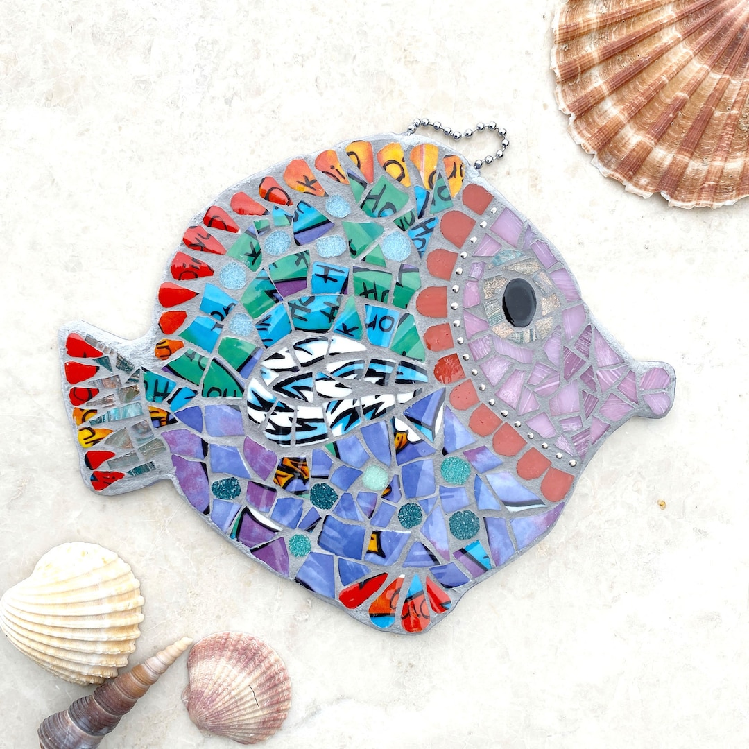 Fish Mosaic Made From Upcycled Crockery ~ Indoor / Outdoor Hanging ...