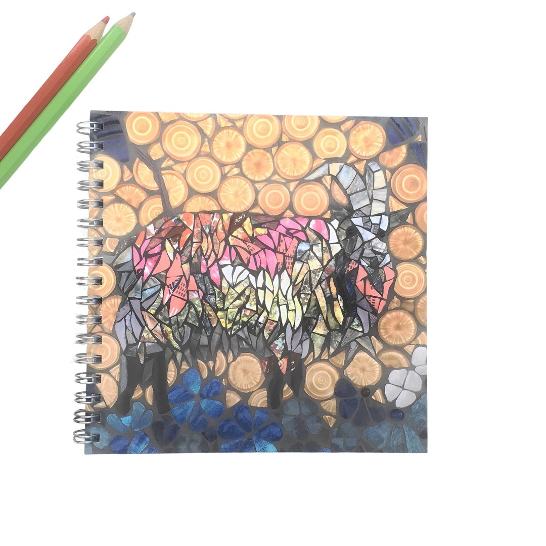 Goat Notebook With Spiral Binding 40 Blank Pages Inside Square Handbag ...