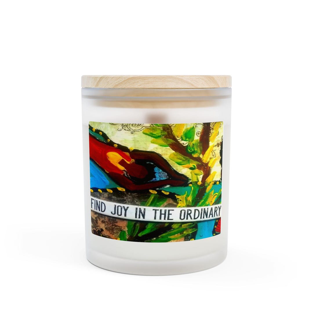 Frosted Glass Candle, Find the Joy Black Girl Artwork, 11oz, Self-care ...
