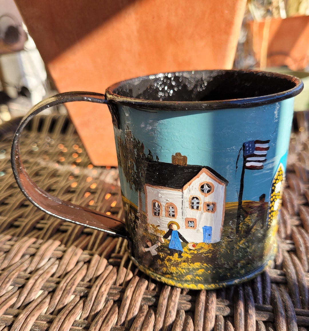 Handpainted Decorative Folk Art Cup With Scene - Etsy