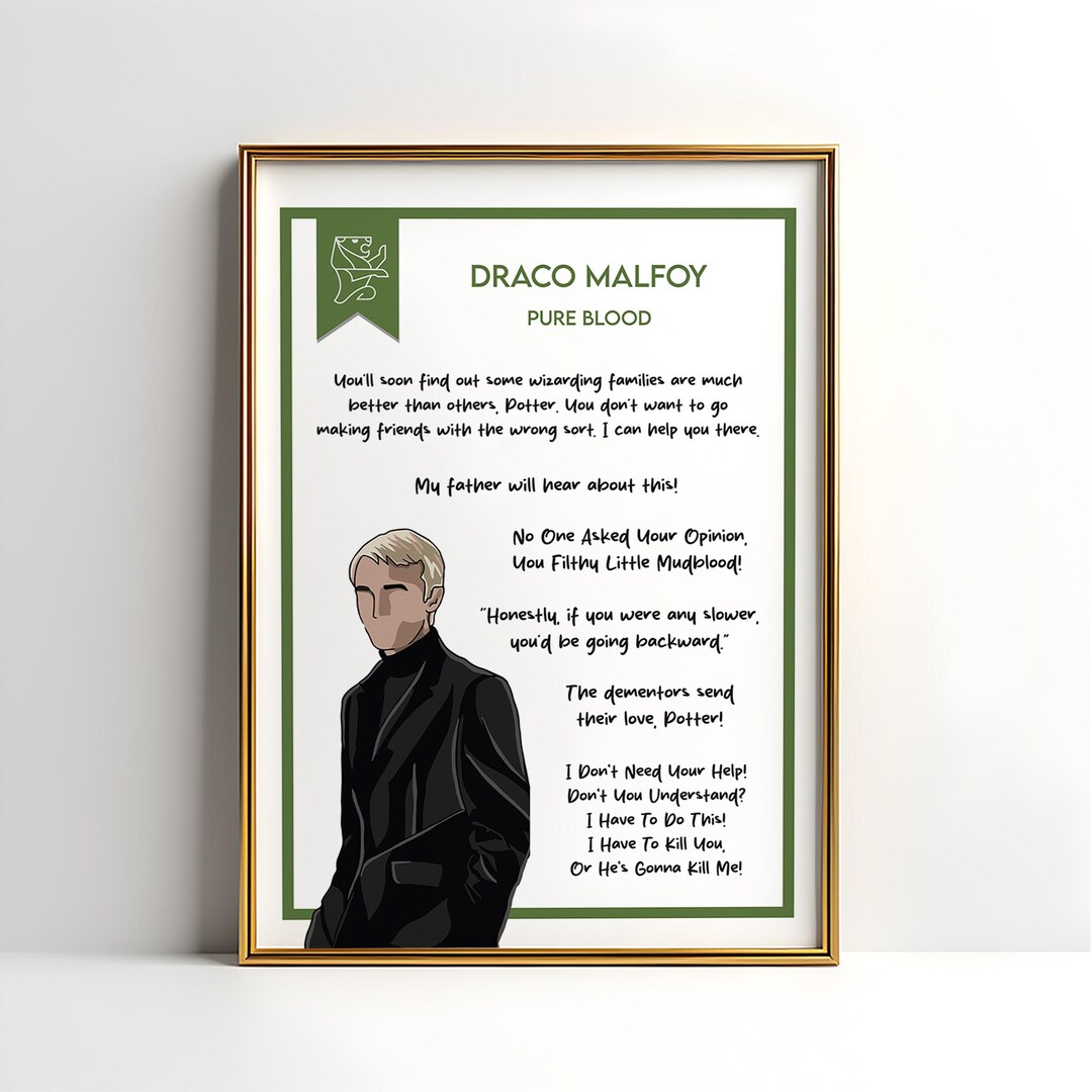 Printable Wall Art - the Pure Blood - Malfoy Quotes - Witch and Wizard ...