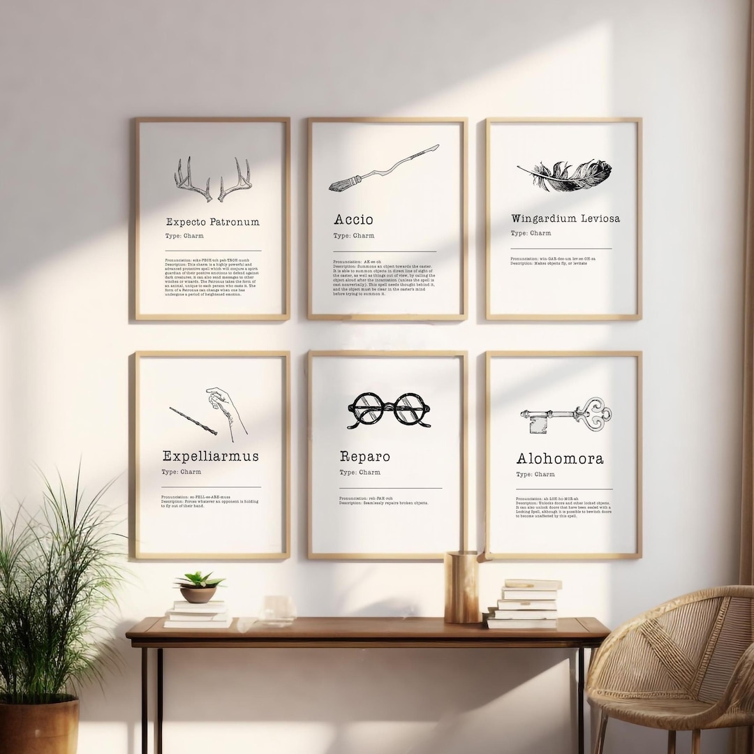 6 Set of Magic Spell Printable Wall Art - Witch and Wizard Home Decor ...