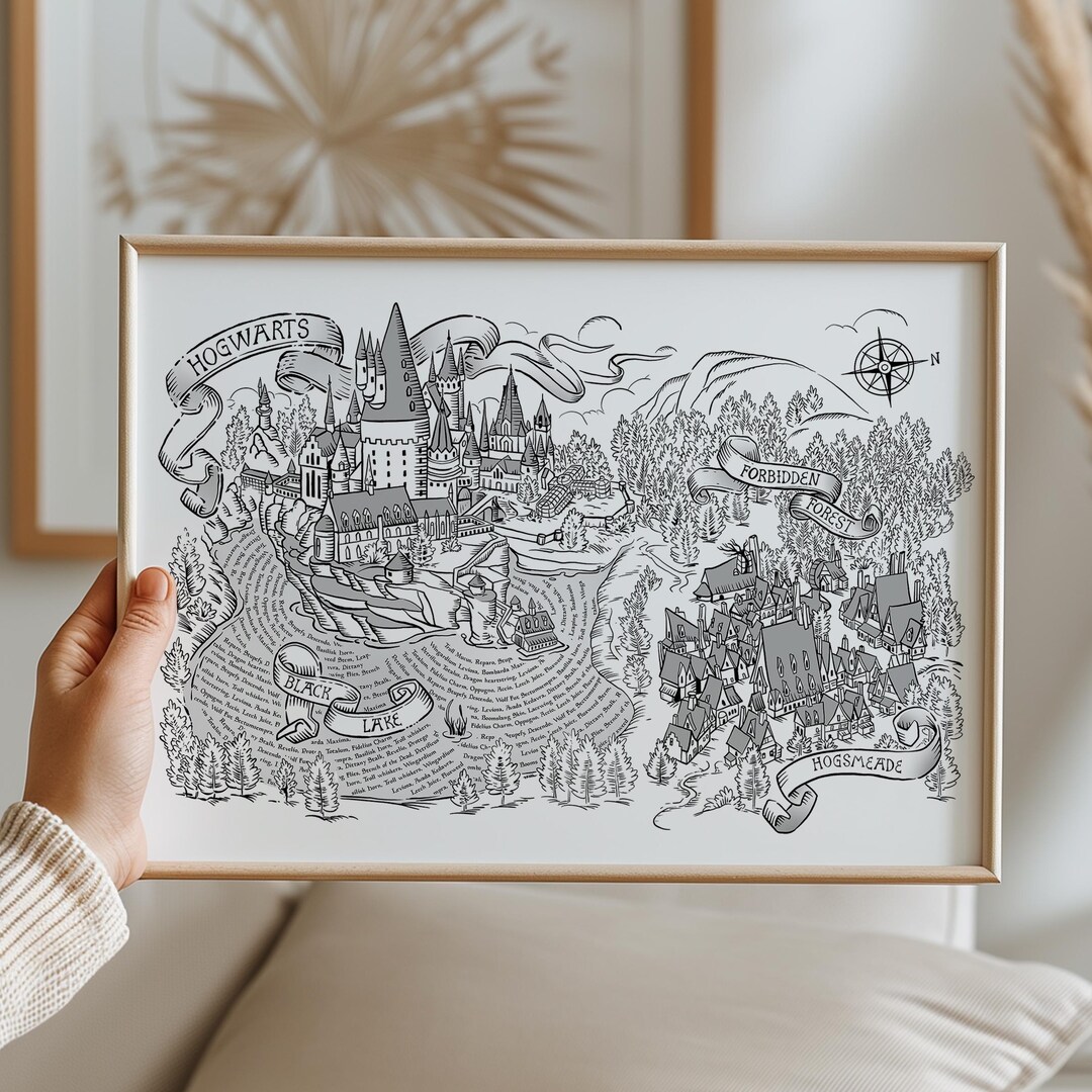 Magic School MAP Printable Wall Art - Witch and Wizard Home Decor ...