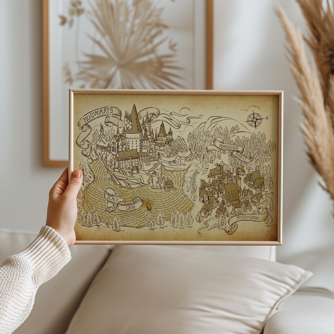Magic School MAP Beige Printable Wall Art - Witch and Wizard Home Decor ...