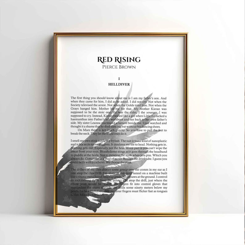 Printable Wall Art - Red Rising First Chapter - Helldiver - Pierce ...
